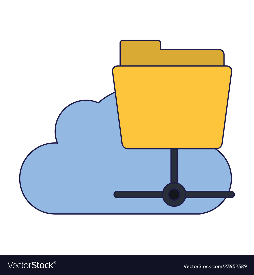 Cloud computing and folder symbol blue lines Vector Image