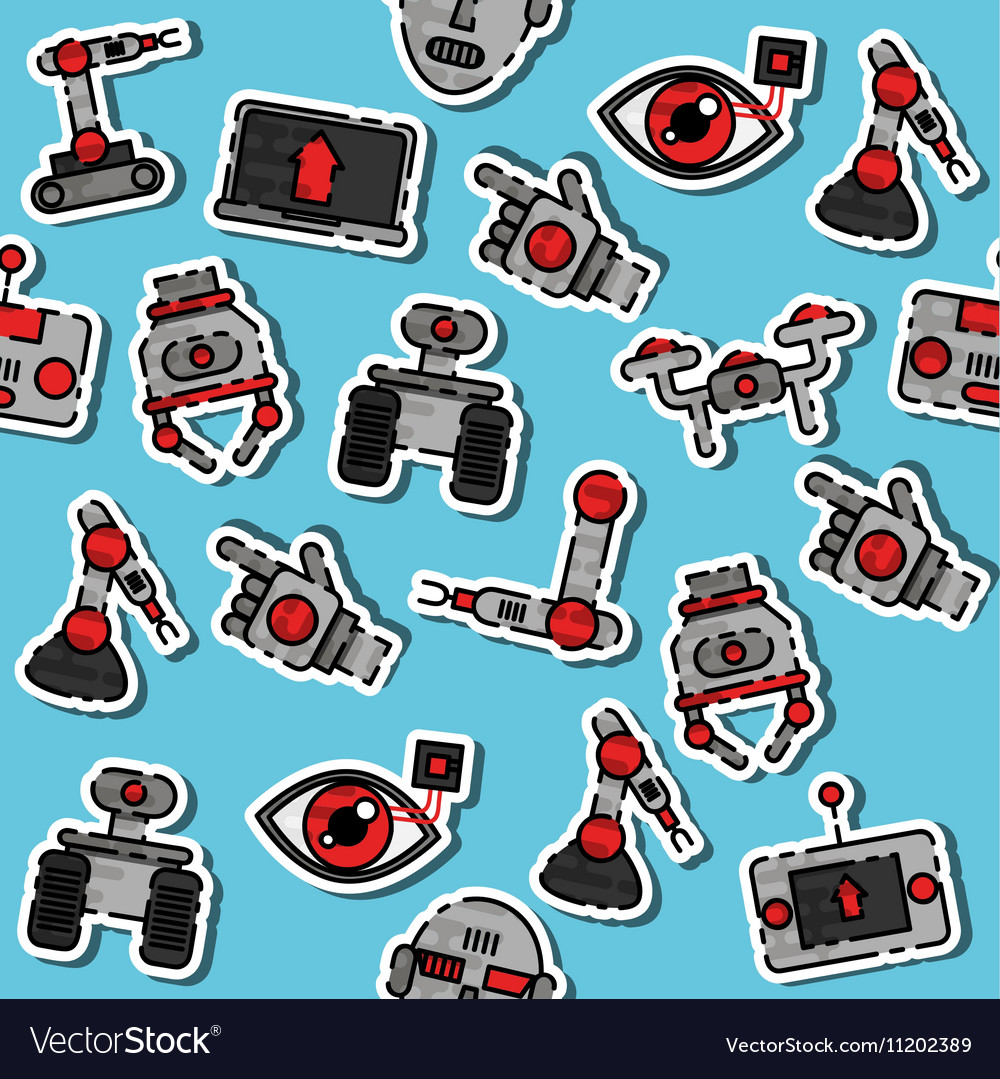 Colored robotic pattern Royalty Free Vector Image