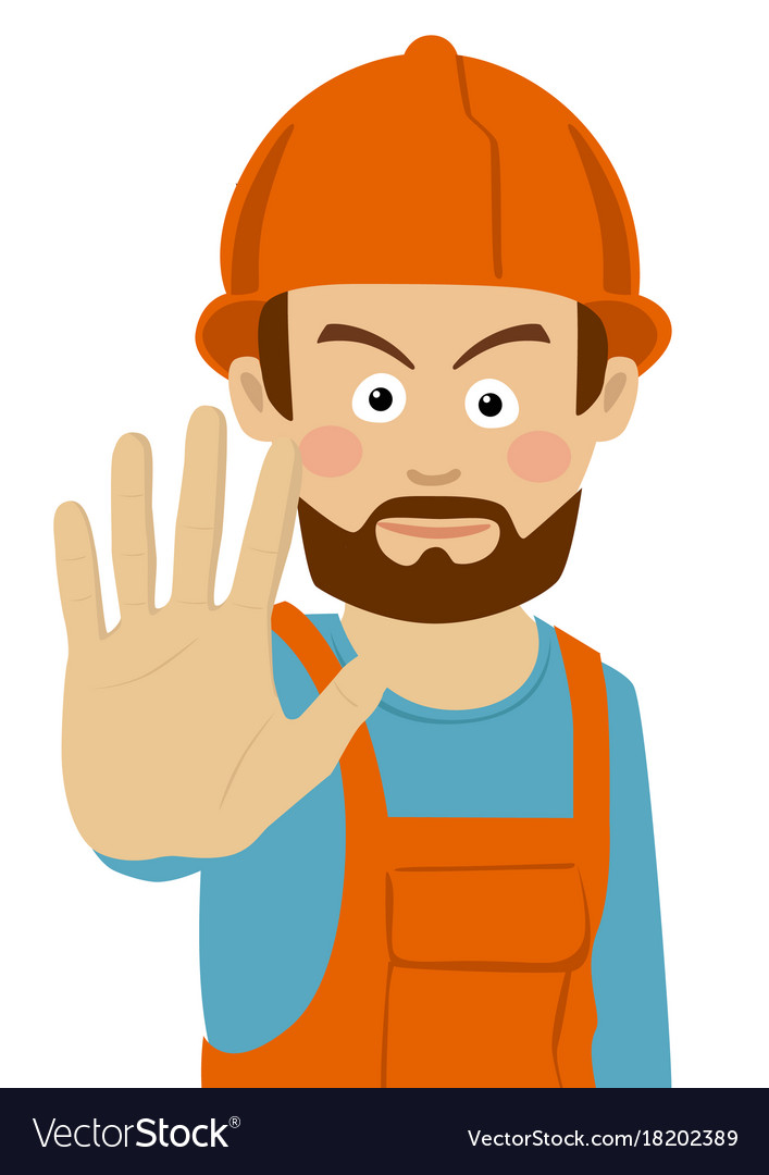 Construction worker man showing stop gesture Vector Image Construction worker man showing stop gesture Vector Image