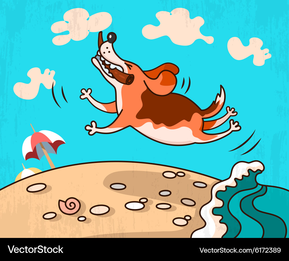 Dog with the stick Royalty Free Vector Image - VectorStock
