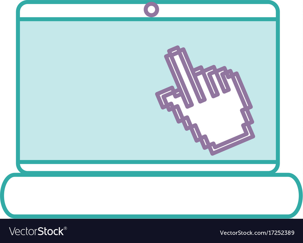 Laptop computer with mouse pointer Royalty Free Vector Image