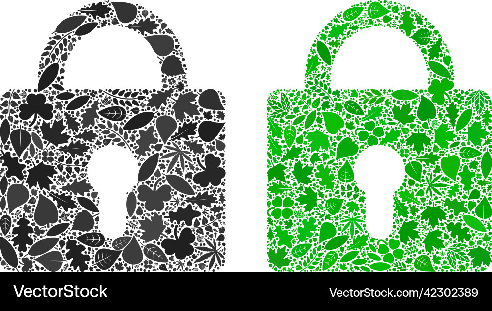 Lock icon nature composition of floral elements Vector Image