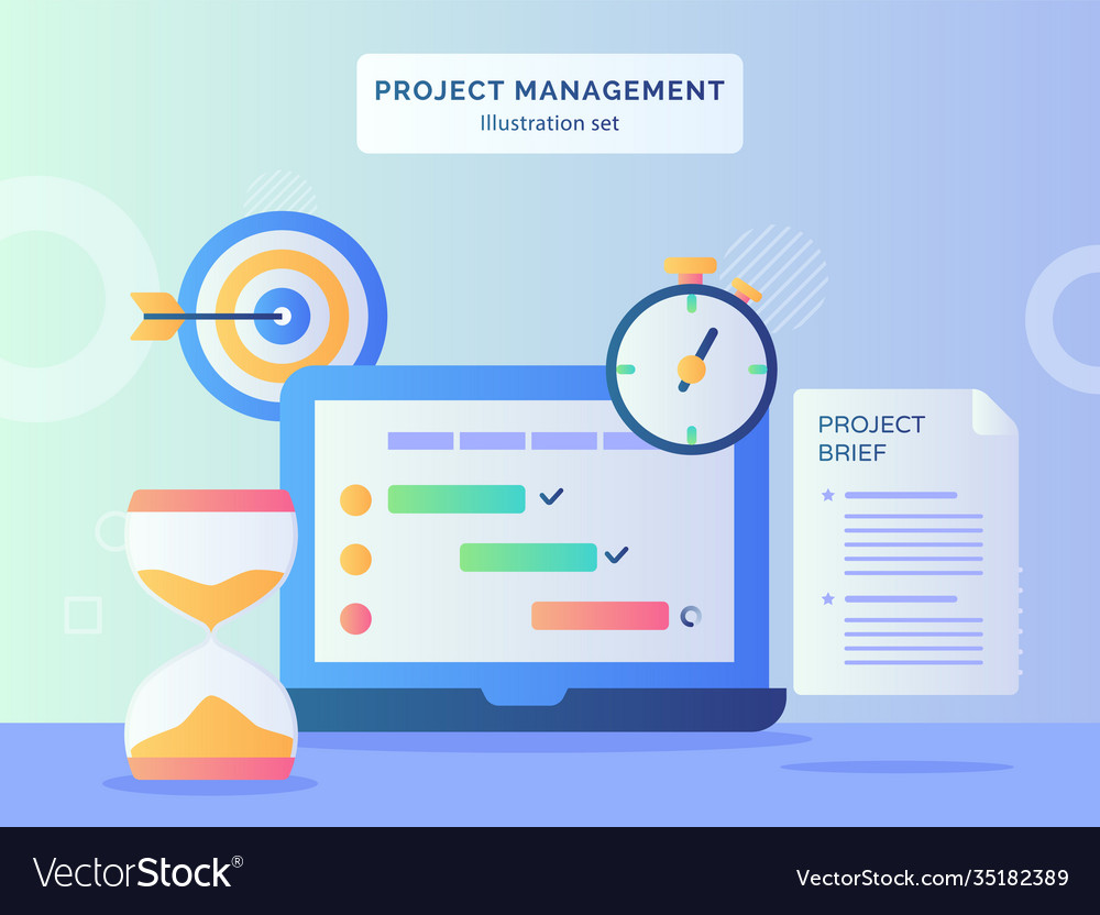 Roject management set program checklist Royalty Free Vector