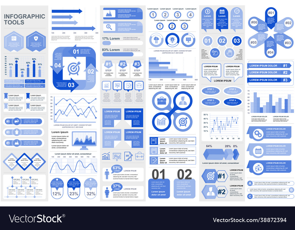 Bundle infographic elements data visualization Vector Image