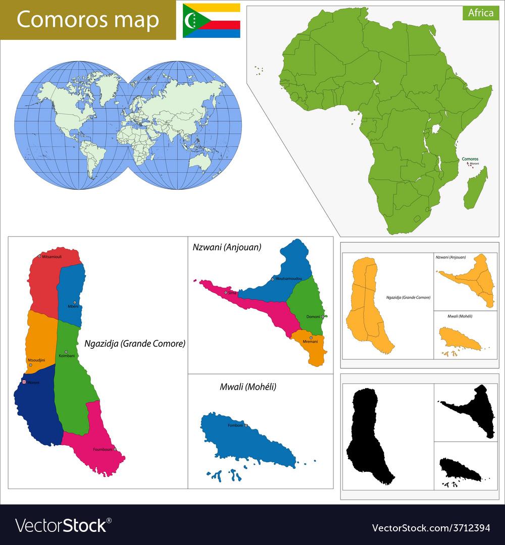 Comoros map Royalty Free Vector Image - VectorStock