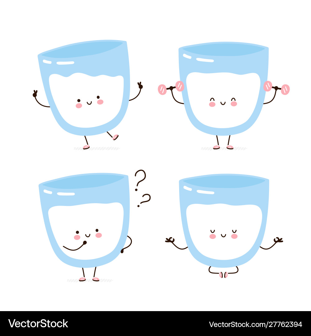 Cute happy milk character set collection Vector Image