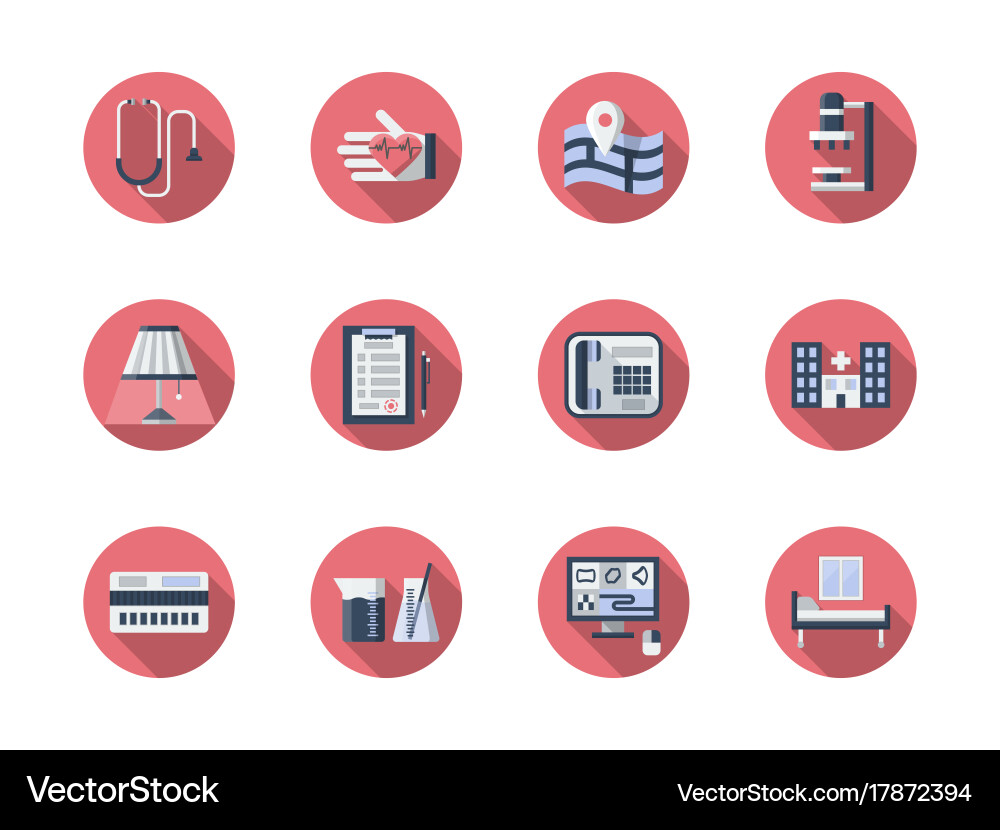 Medical support flat round icons set Royalty Free Vector