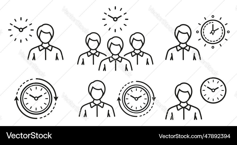 Waiting time business person clock work hour icon Vector Image
