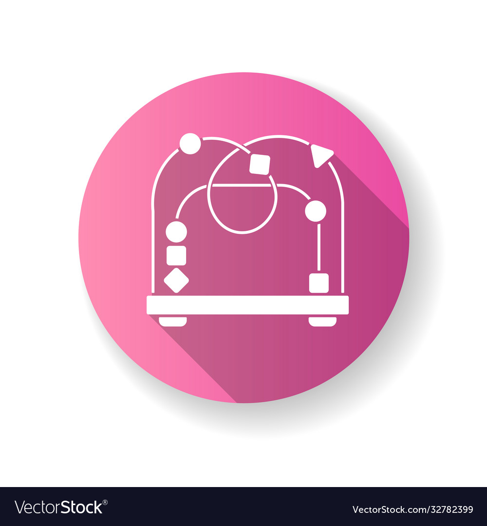 Bead maze toy pink flat design long shadow glyph Vector Image Bead maze toy pink flat design long shadow glyph Vector Image