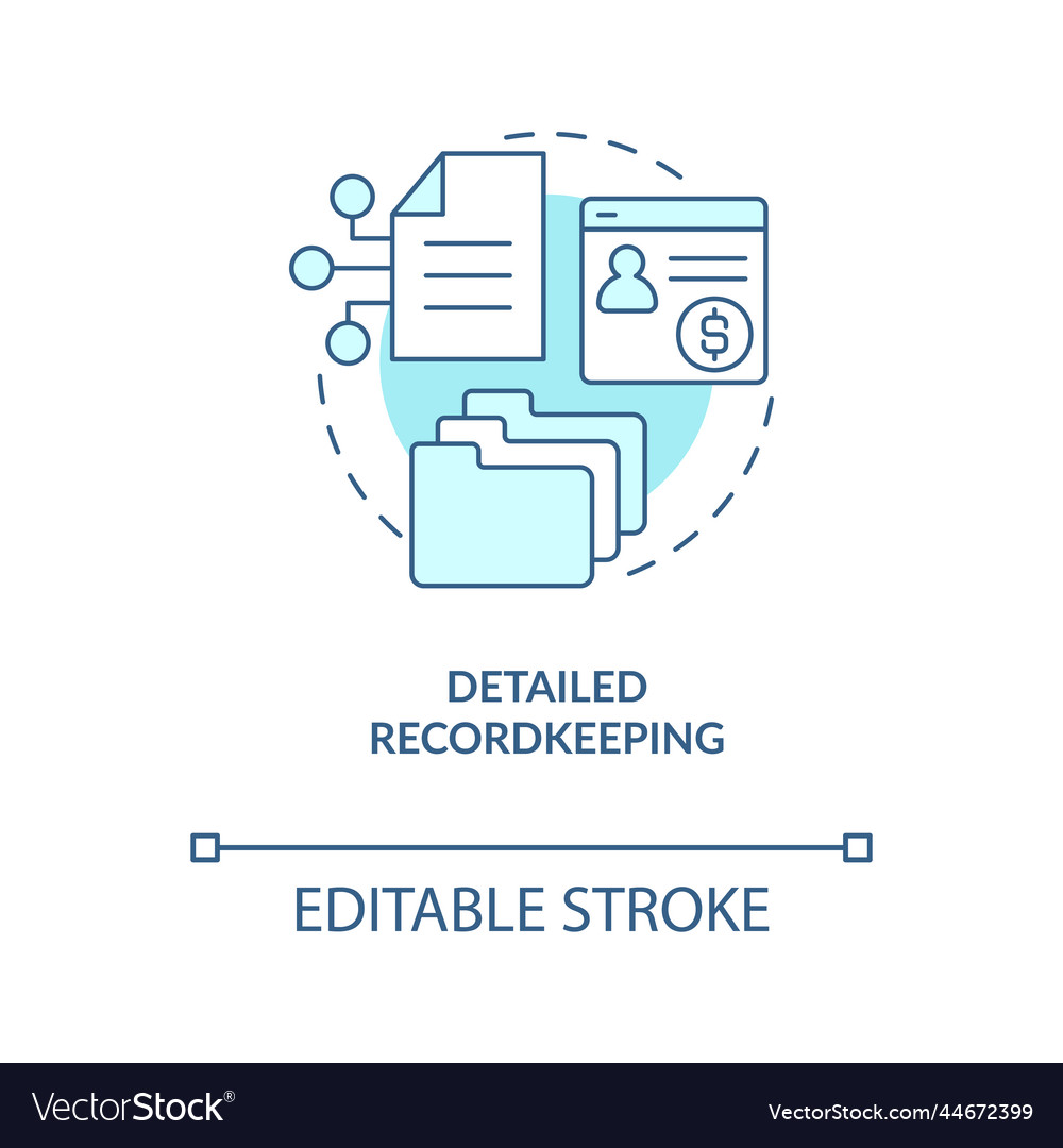 Detailed recordkeeping turquoise concept icon Vector Image