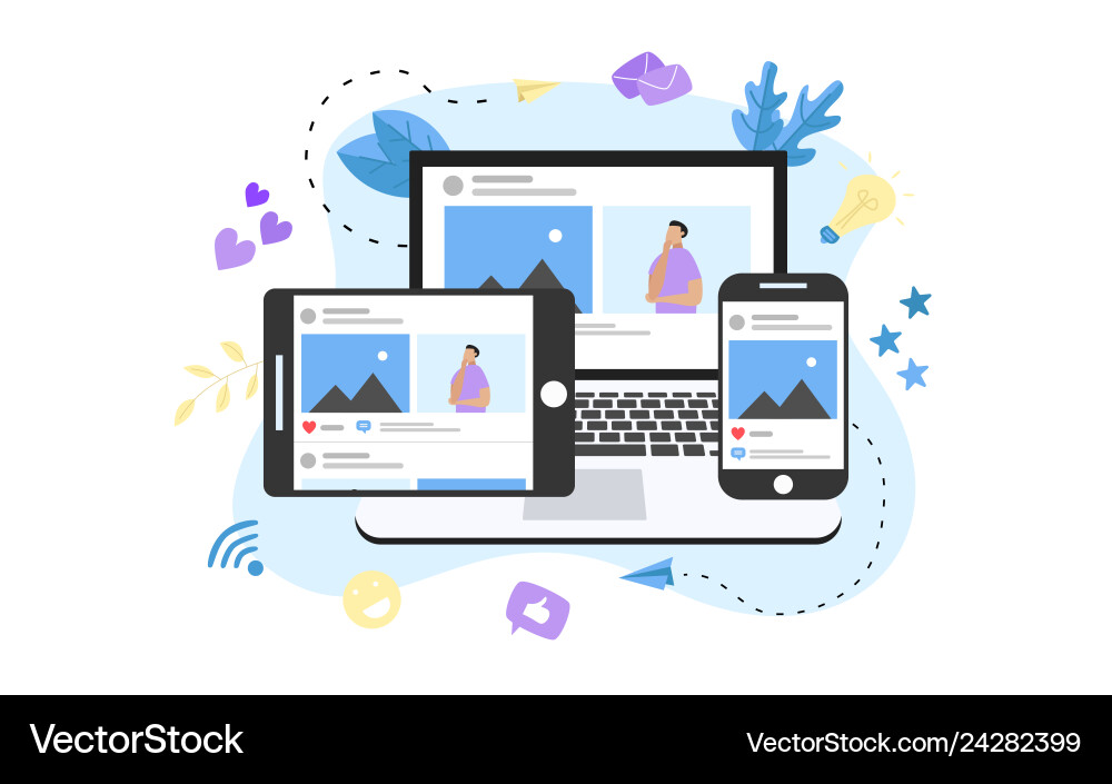 Laptop computer tablet and mobile phone Royalty Free Vector