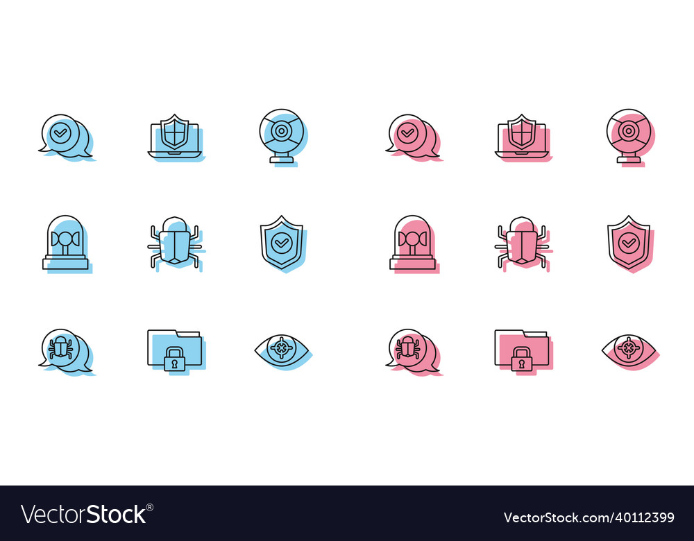 Set line system bug folder and lock check mark Vector Image