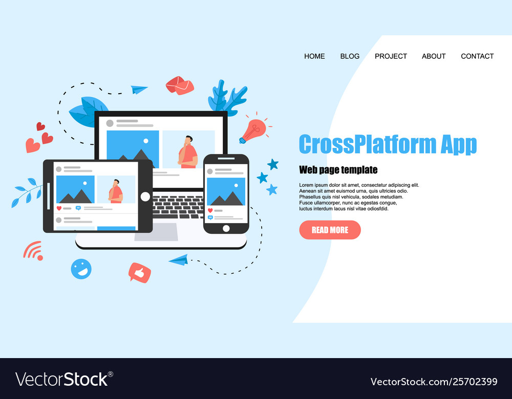 Web template laptop tablet and mobile phone Vector Image