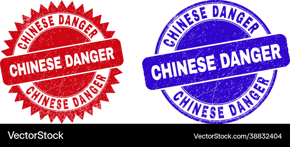 Chinese danger round and rosette stamps Royalty Free Vector