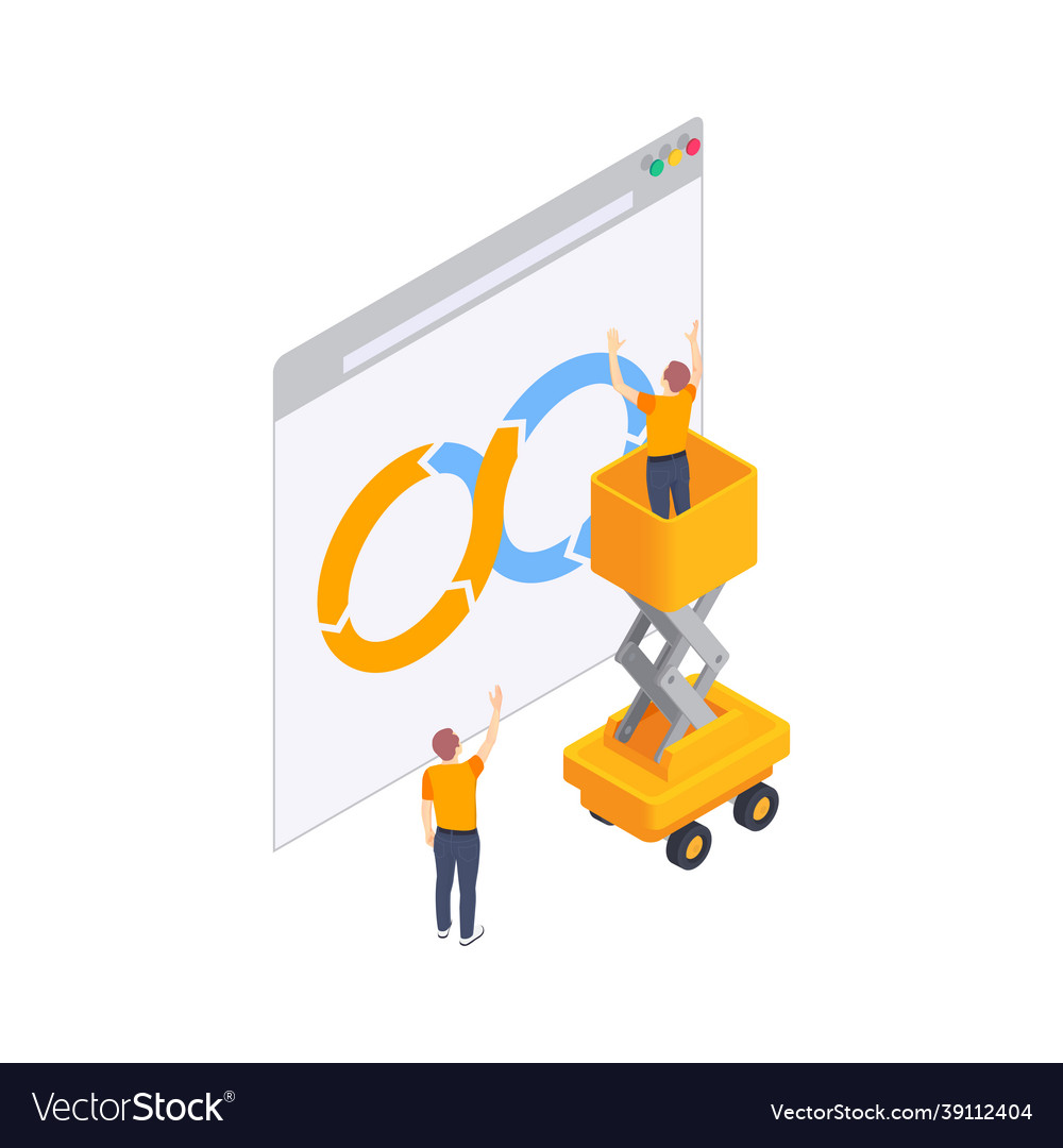 Coding exchange isometric composition Royalty Free Vector