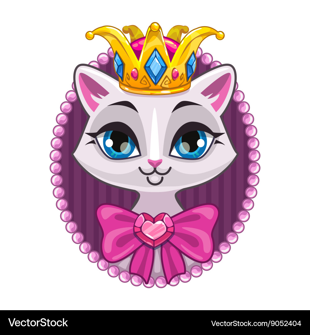 Cute beautiful princess kitty portrait Royalty Free Vector