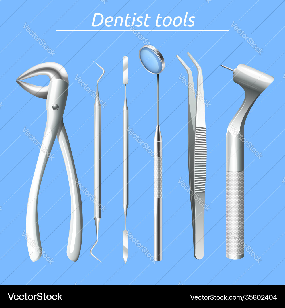 Dentist tools set Royalty Free Vector Image - VectorStock