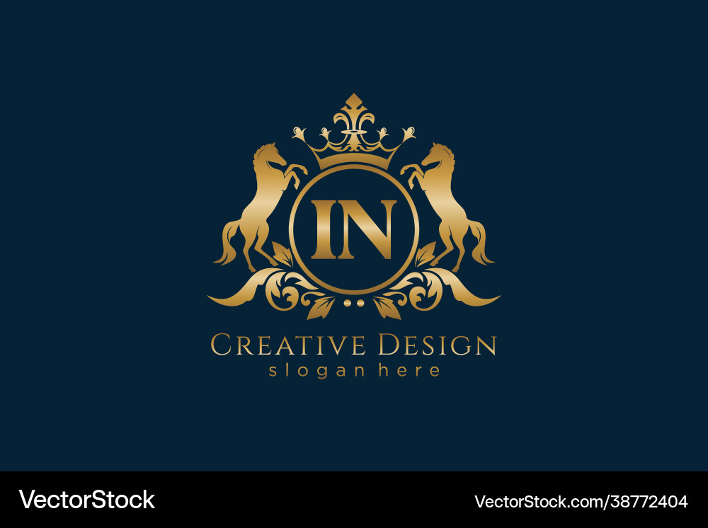 Initial in retro golden crest with circle and two Vector Image