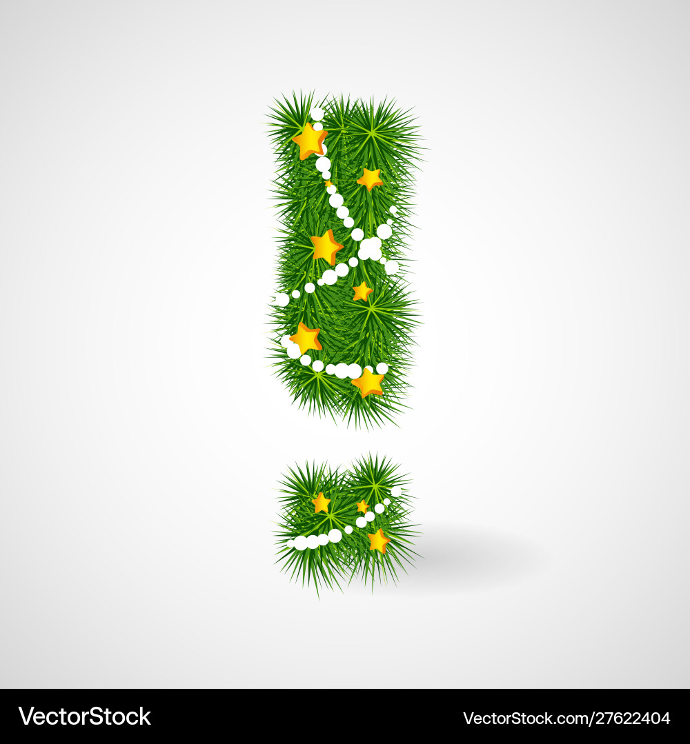 New year tree exclamation mark Royalty Free Vector Image