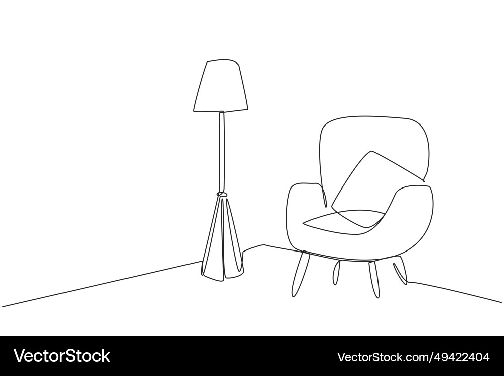 Single one line drawing stylish room with full Vector Image