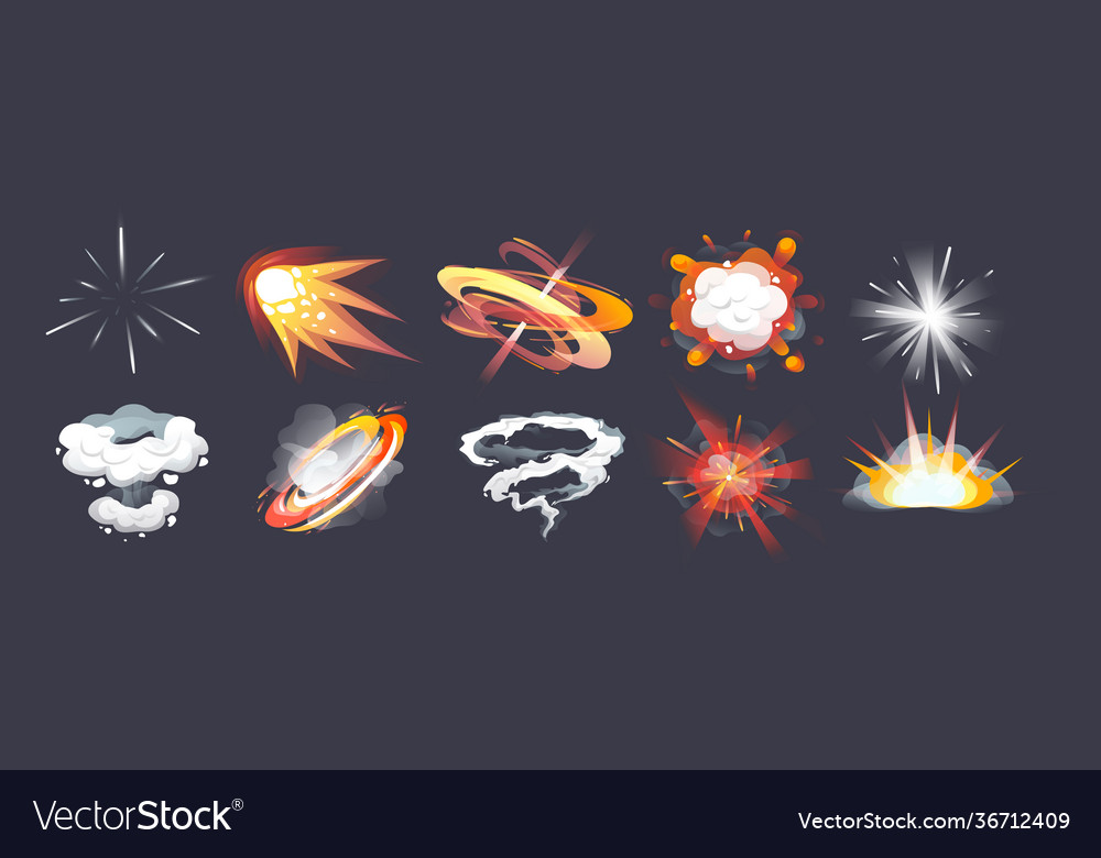 Animation for game comic explosion effect frames Vector Image