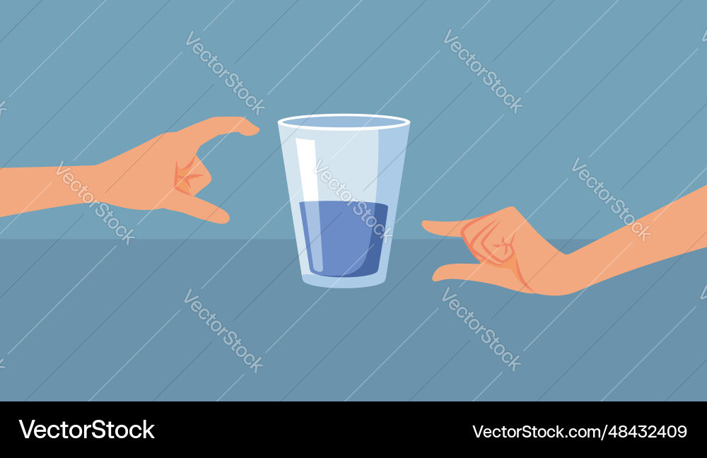Person showing the glass half full empty Vector Image