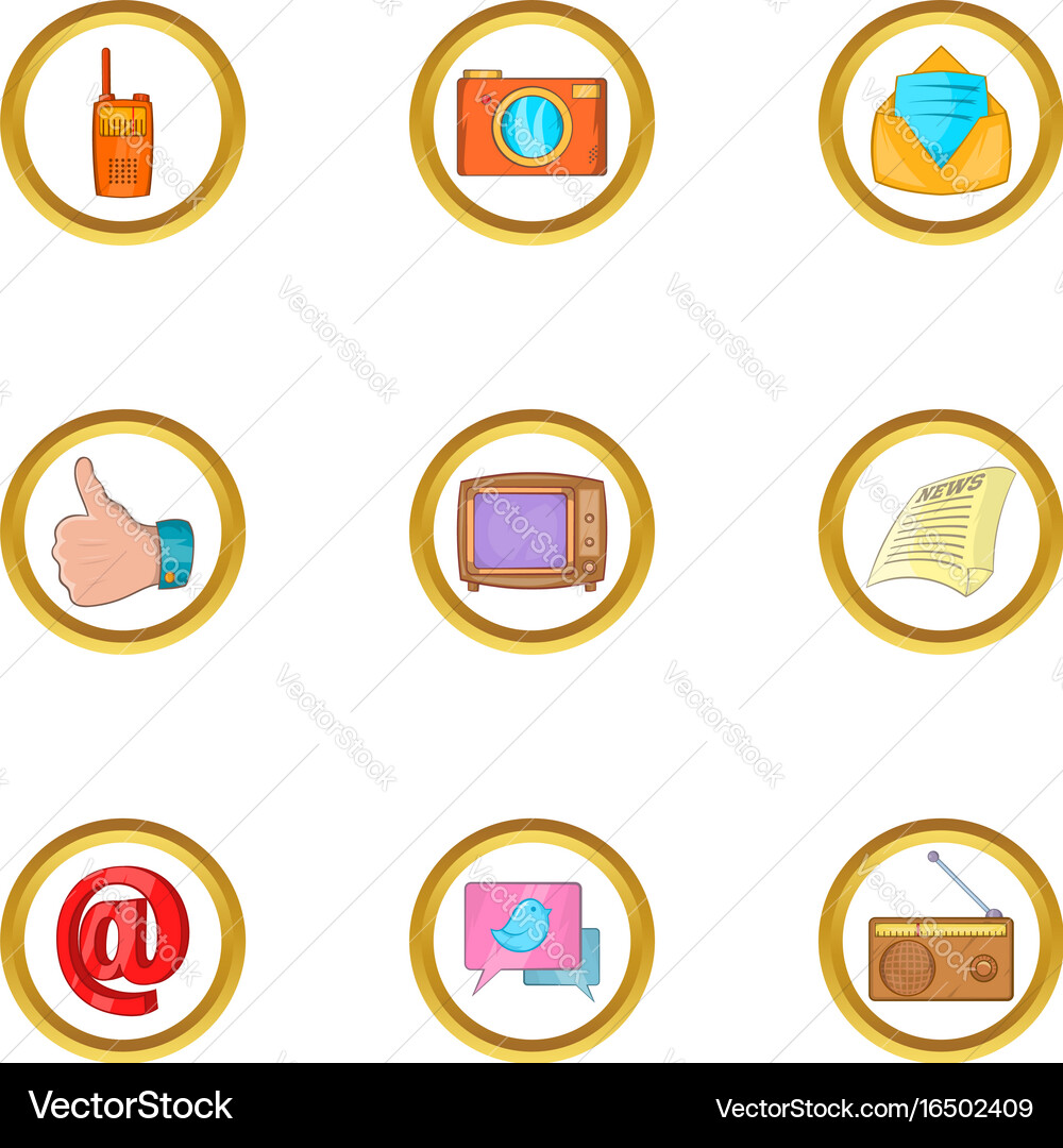 Social icon set cartoon style Royalty Free Vector Image