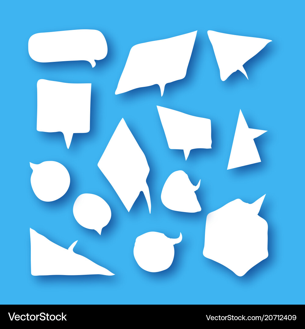 White speech bubbles collection in paper cut style