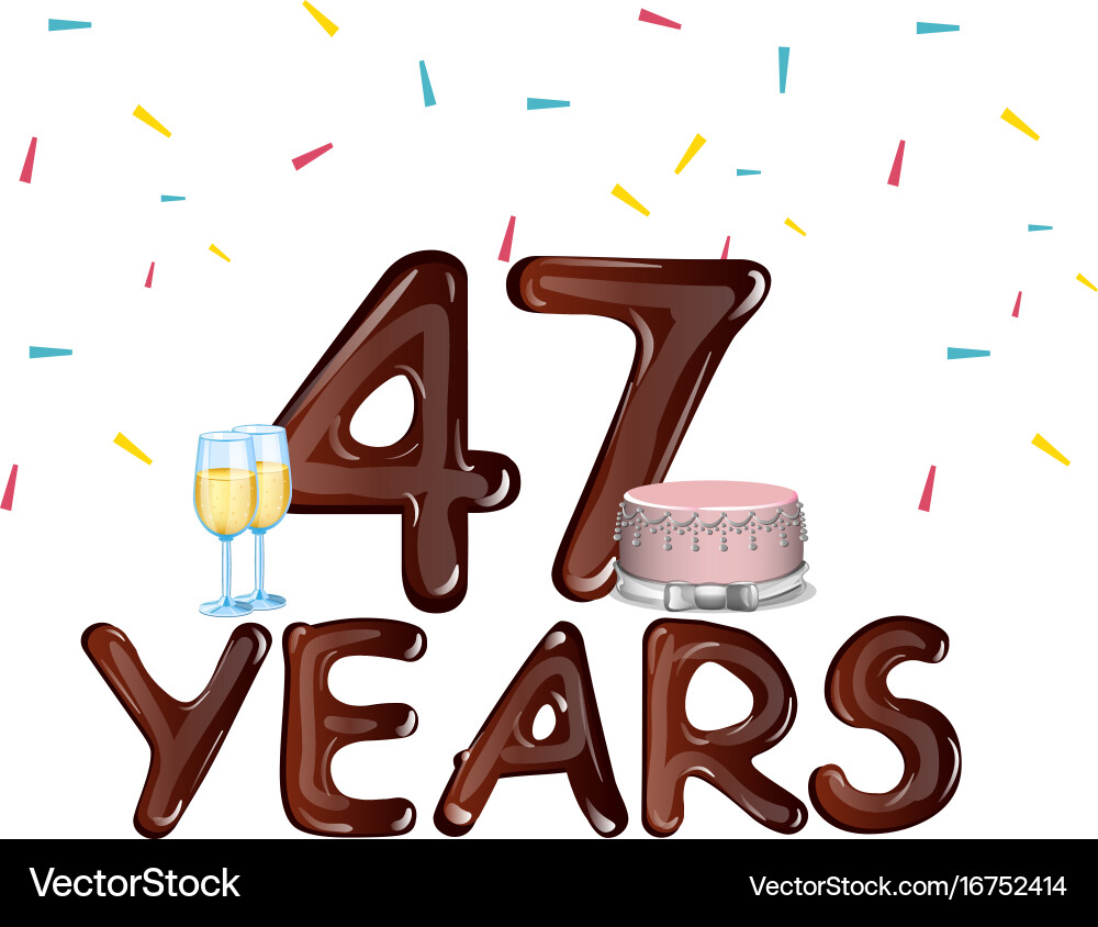 48 years anniversary celebration card with cake Vector Image