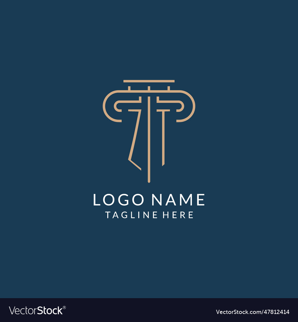 Initial letter zt pillar logo law firm logo Vector Image Initial letter zt pillar logo law firm logo Vector Image