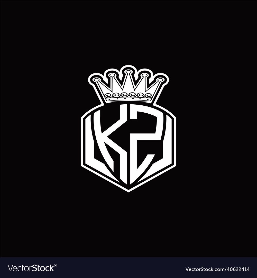 Kz logo monogram with luxury emblem shape Vector Image