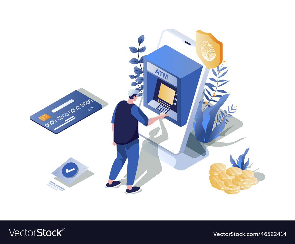 Online payment concept 3d isometric web scene Vector Image