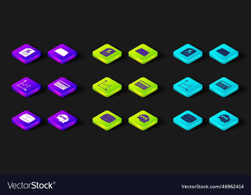 Set Geometric Figure Cylinder Xyz Coordinate Vector Image