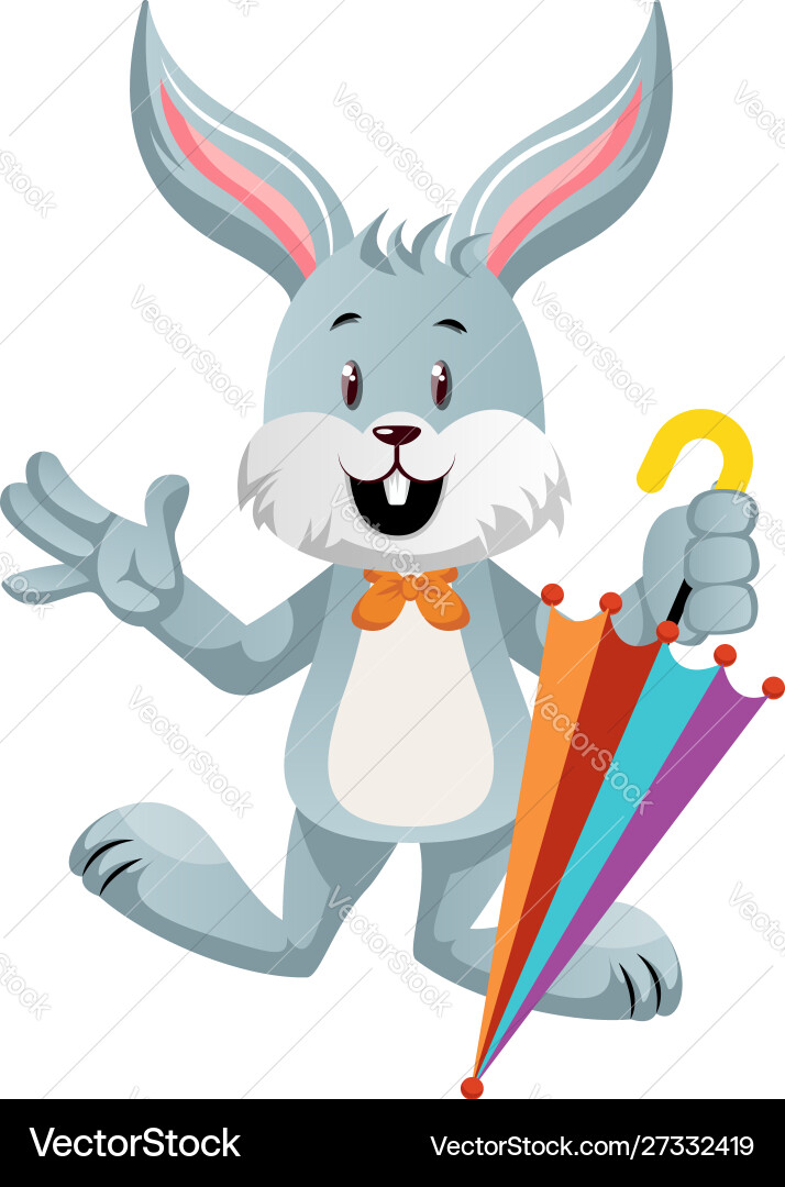 Bunny with umbrella on white background Royalty Free Vector