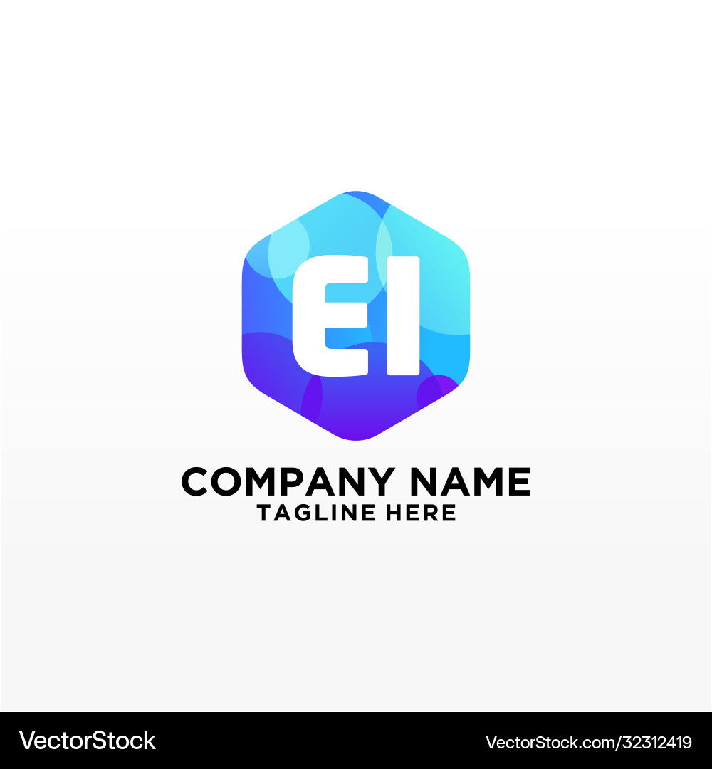 Ei initial logo with colorful circle template Vector Image