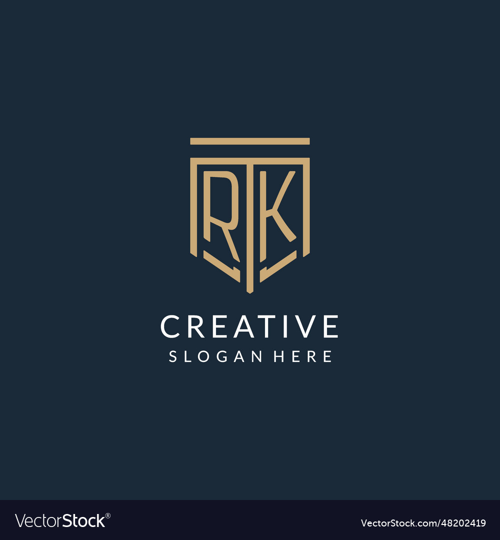 Initial rk shield logo monoline style modern Vector Image Initial rk shield logo monoline style modern Vector Image