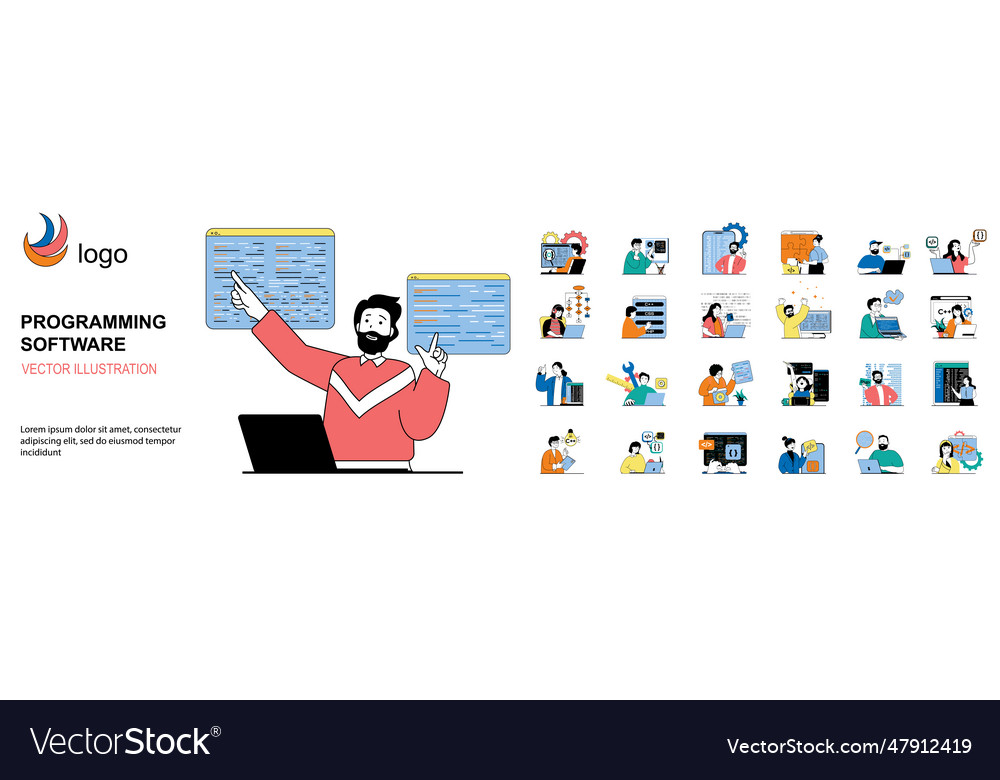 Programming software concept with character Vector Image Programming software concept with character Vector Image