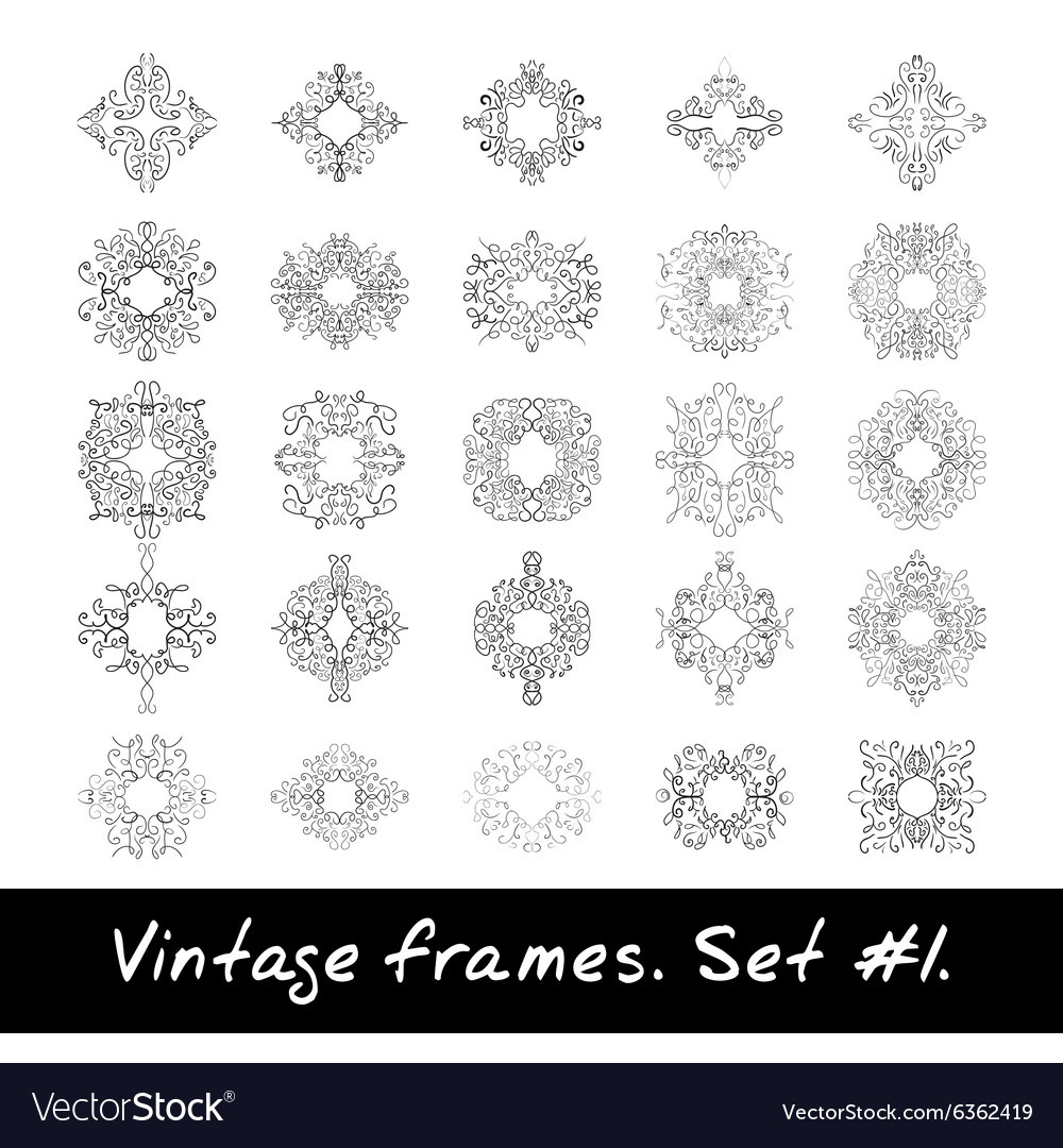 Set round frames nine decorative elements Vector Image