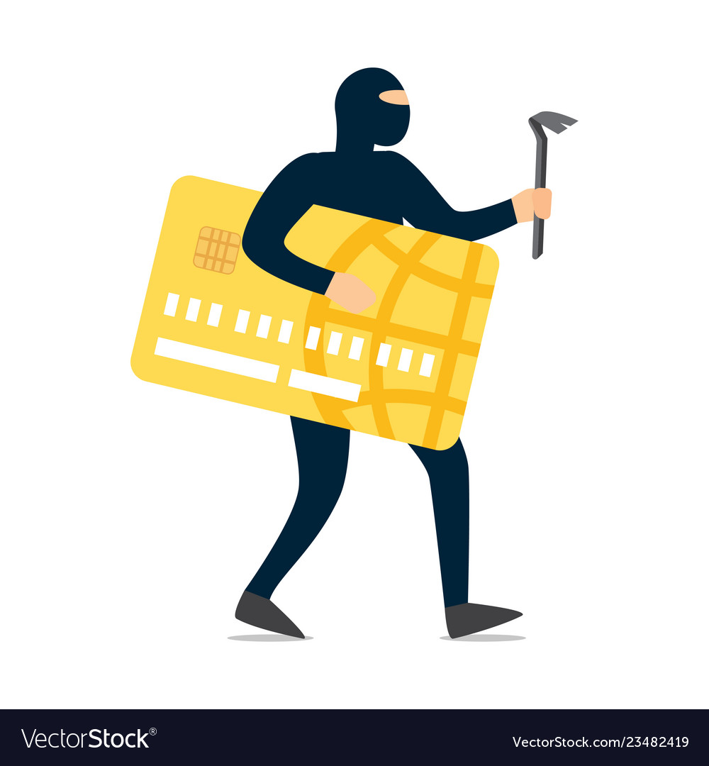 Thief hacker stealing sensitive data and money Vector Image Thief hacker stealing sensitive data and money Vector Image