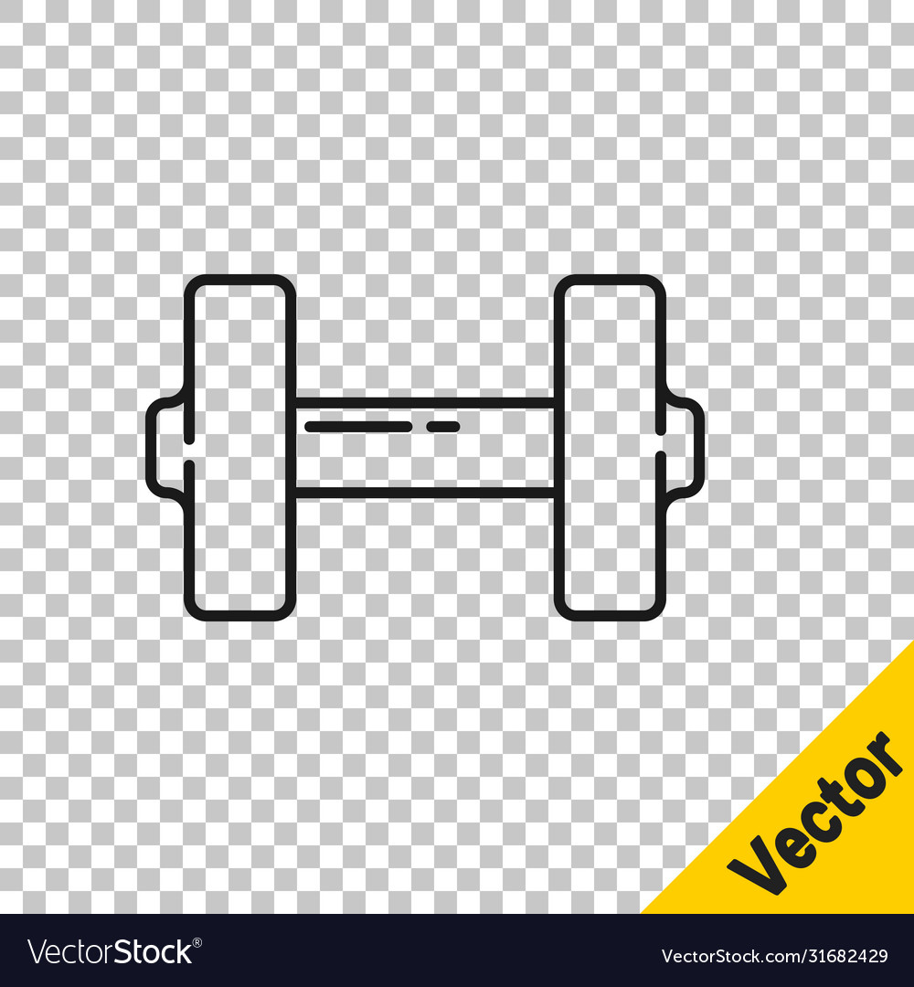 Black line dumbbell icon isolated on transparent Vector Image
