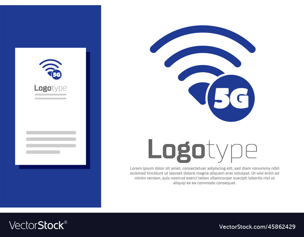 Blue 5g new wireless internet wifi connection icon