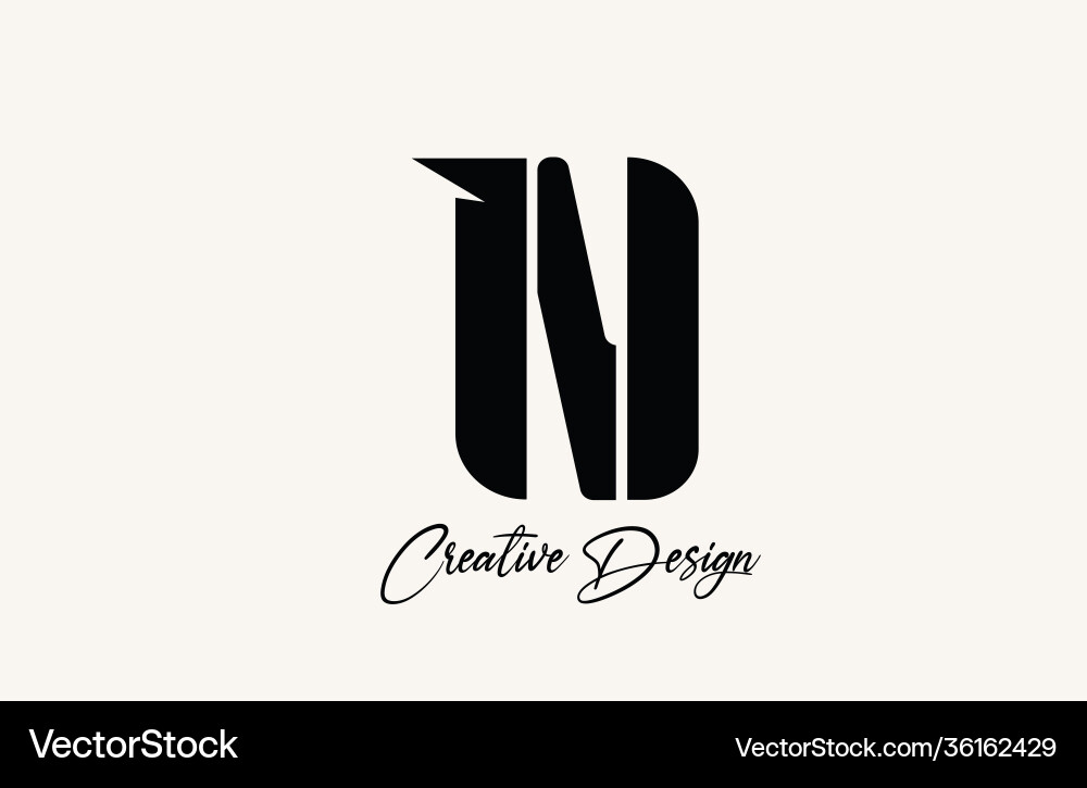 N simple black and white alphabet letter logo Vector Image