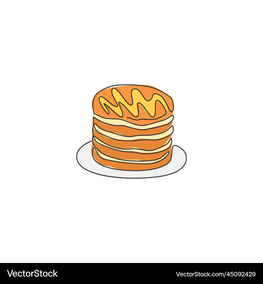 One continuous line drawing of fresh delicious Vector Image