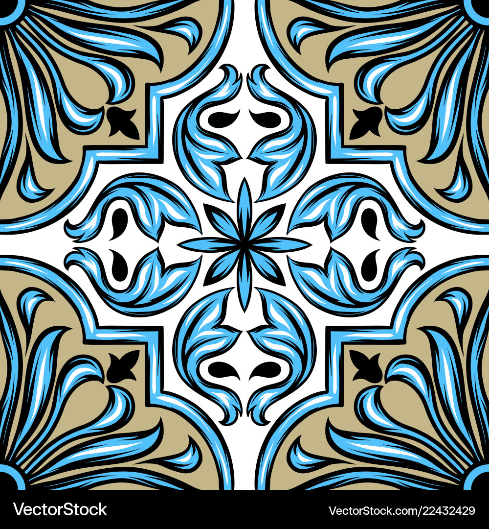 Portuguese azulejo ceramic tile Royalty Free Vector Image