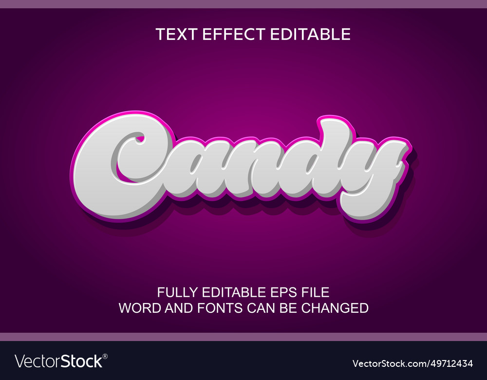 3d text effect candy editable Royalty Free Vector Image