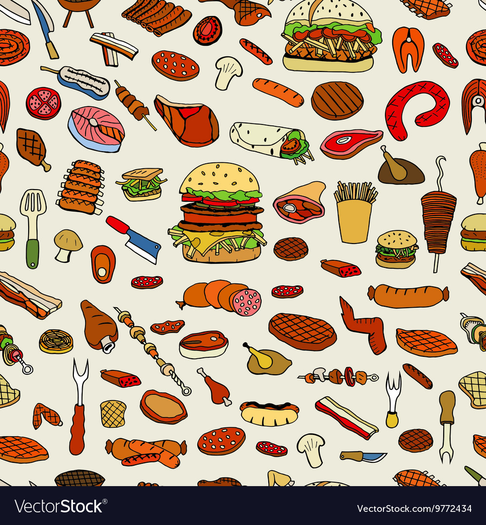 Barbecue grill pattern Royalty Free Vector Image