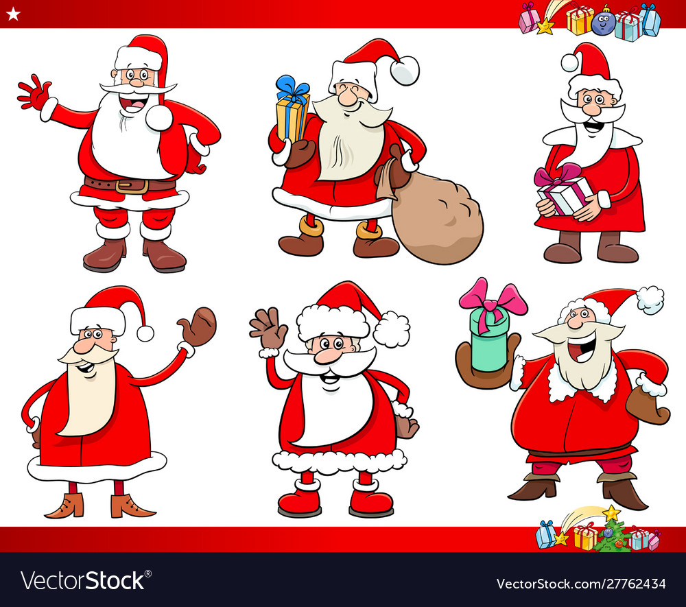 Santa claus christmas holidays characters set Vector Image
