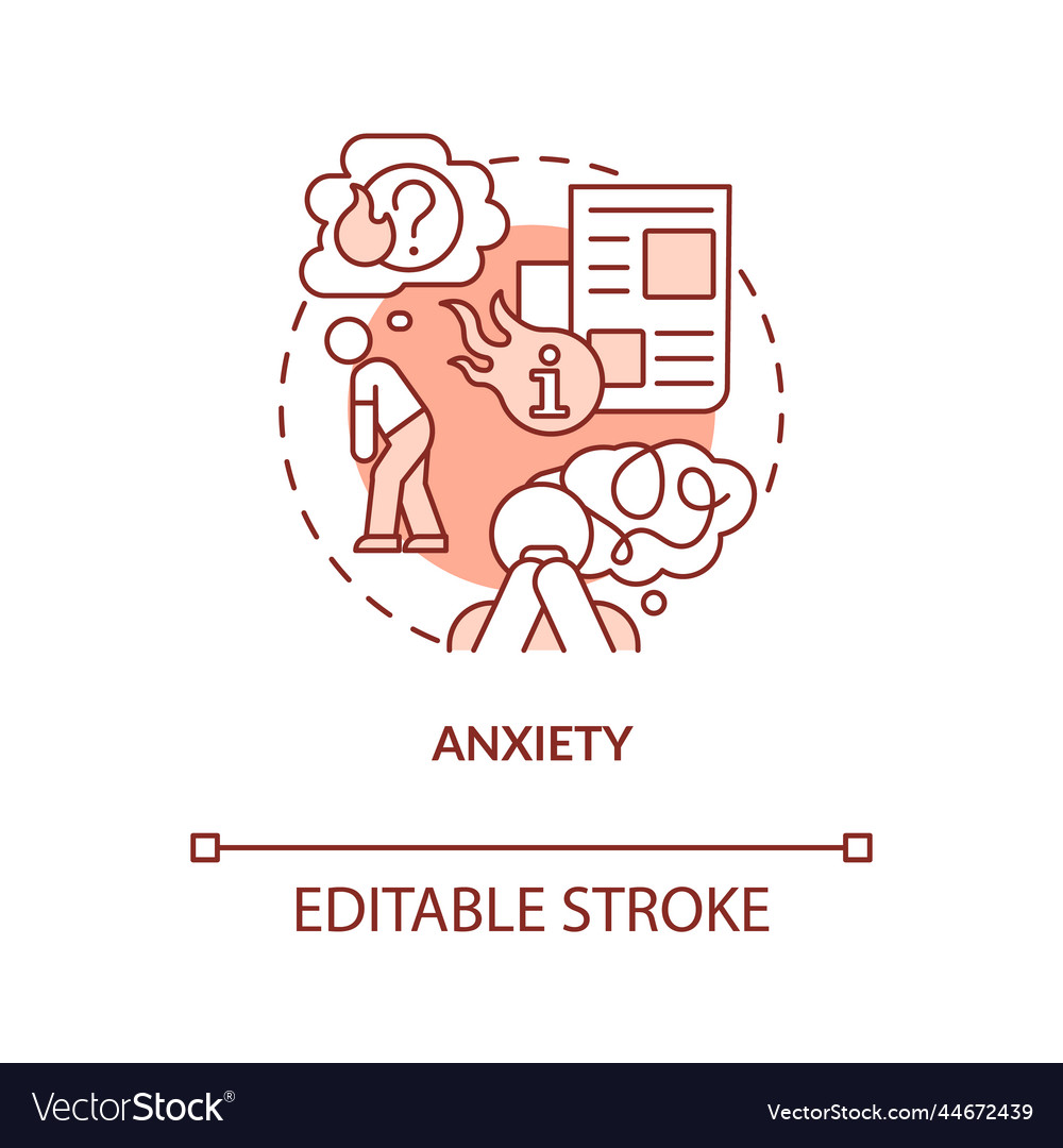 Anxiety red concept icon Royalty Free Vector Image