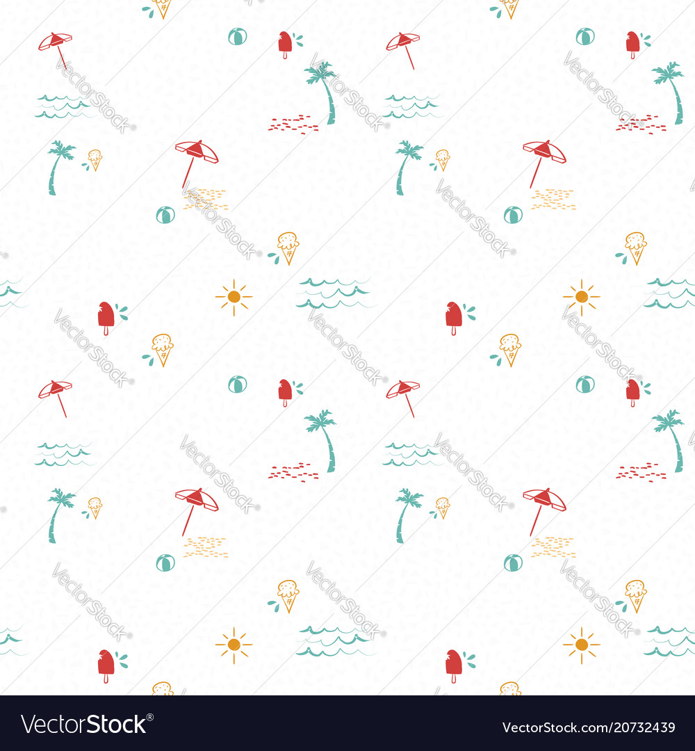 Fun summer beach hand drawn seamless pattern Vector Image