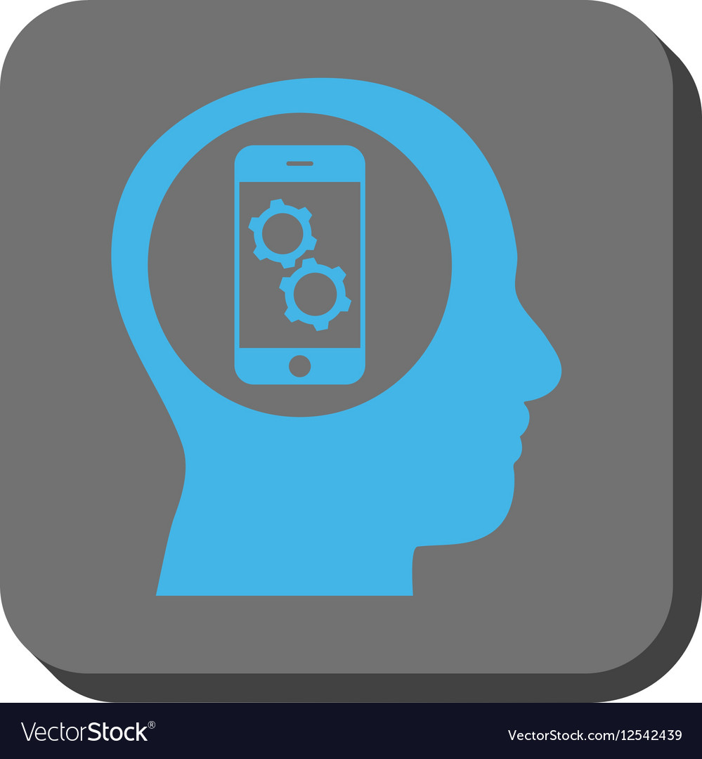 Smartphone Mind Control Rounded Square Button Vector Image